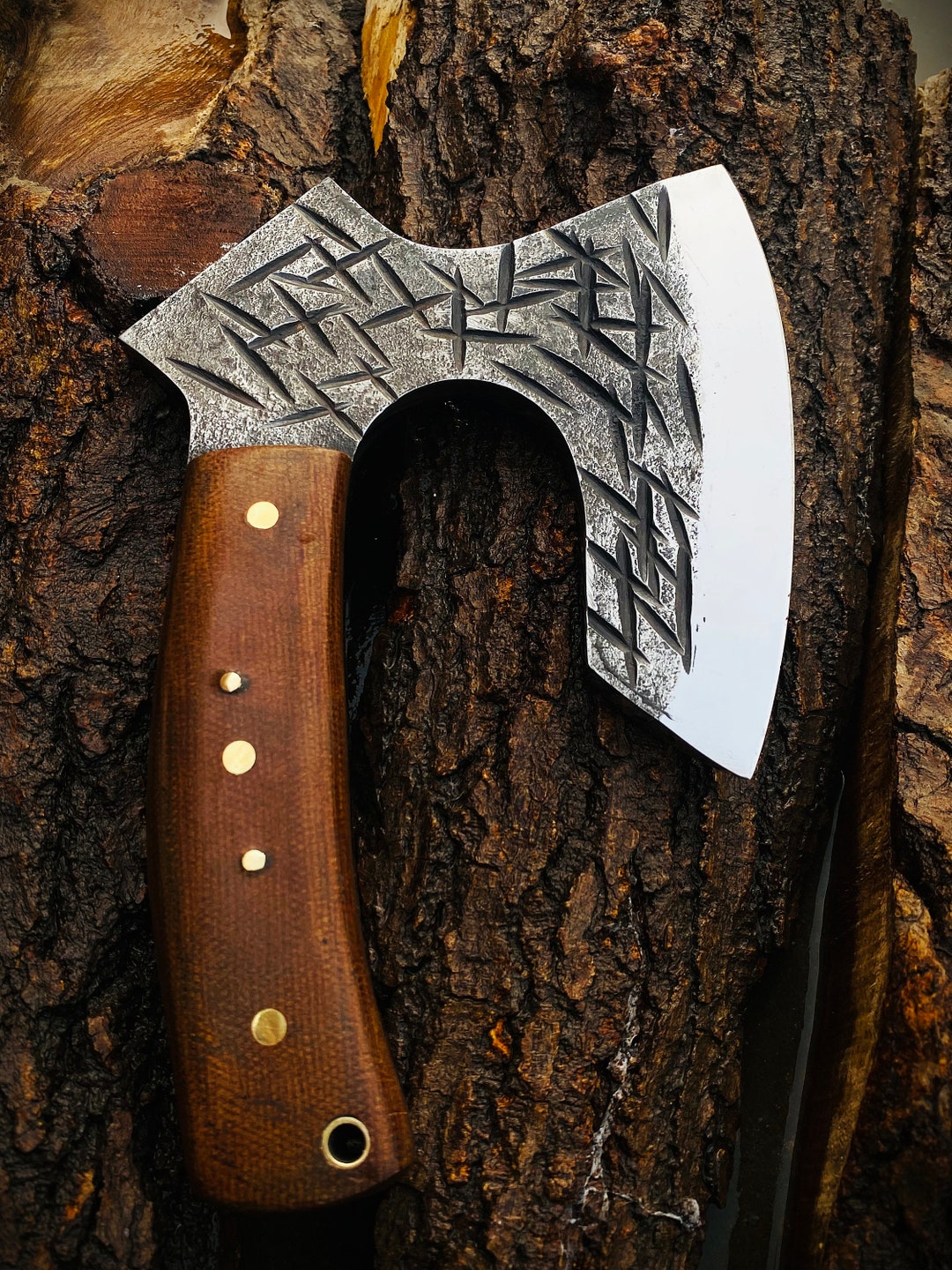 Viking Pizza Axe Handmade Spring Steel Viking Axe Throwing Axe Camping ...