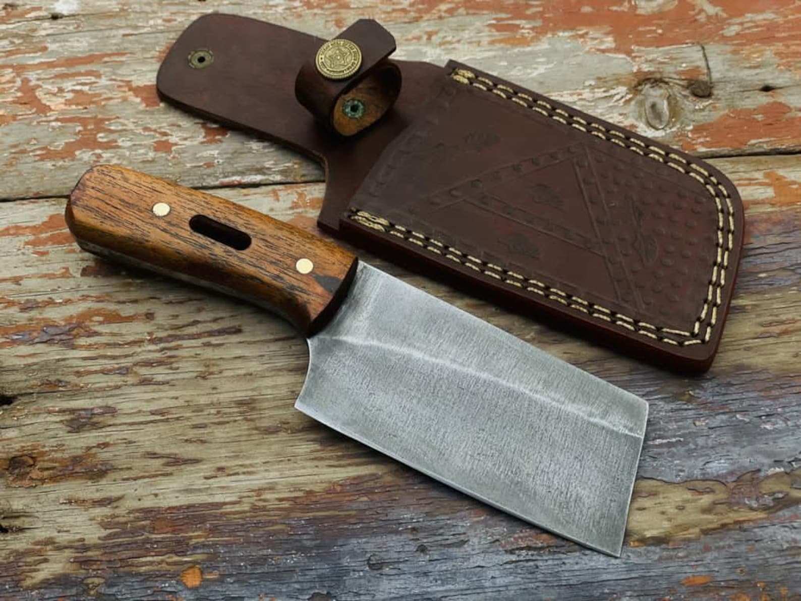 Custom Handmade 5160 Spring Steel Antiqued Mini Cleaver - Etsy