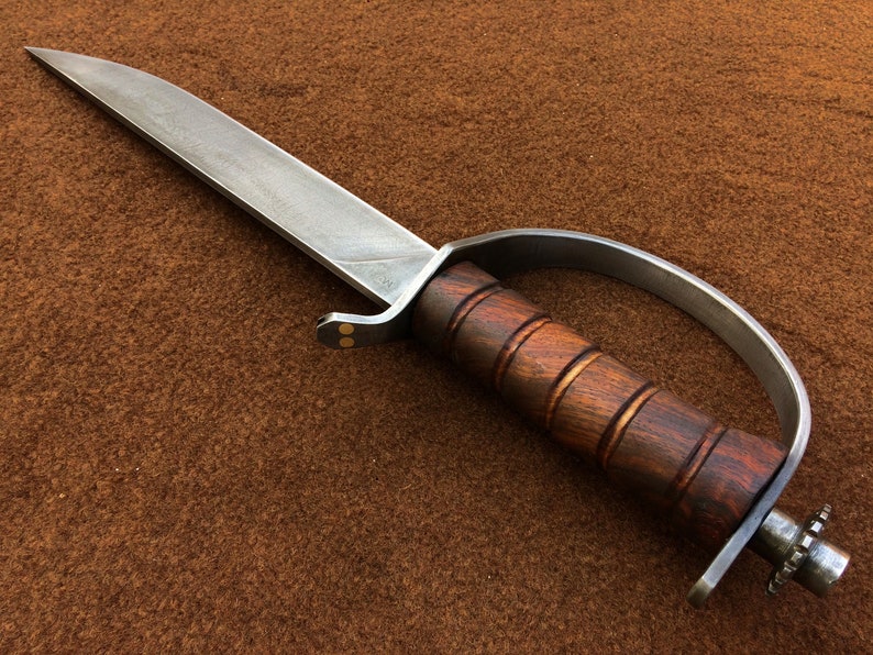 Personalized Custom Handmade | Spring Steel Antiqued D Guard Bowie ...
