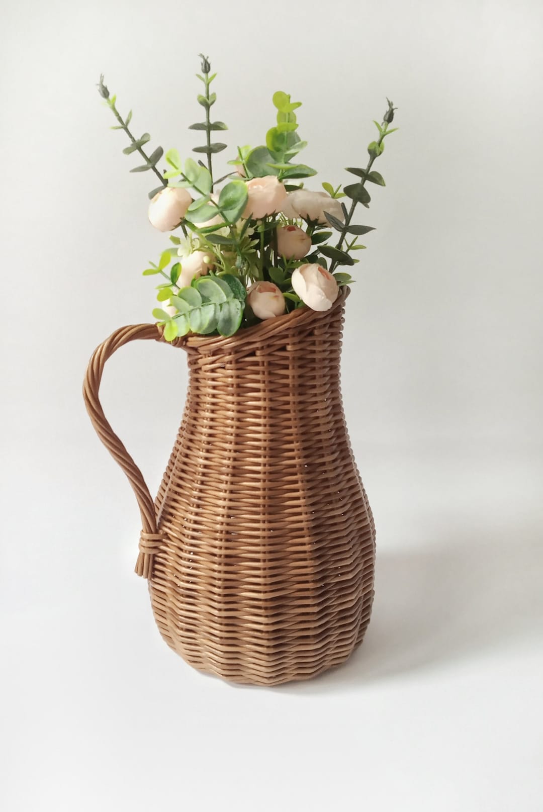 Wicker Vase for Flowers. Basket for Artificial Flowers or Dried Flowers. Decorative Jug for Home ...