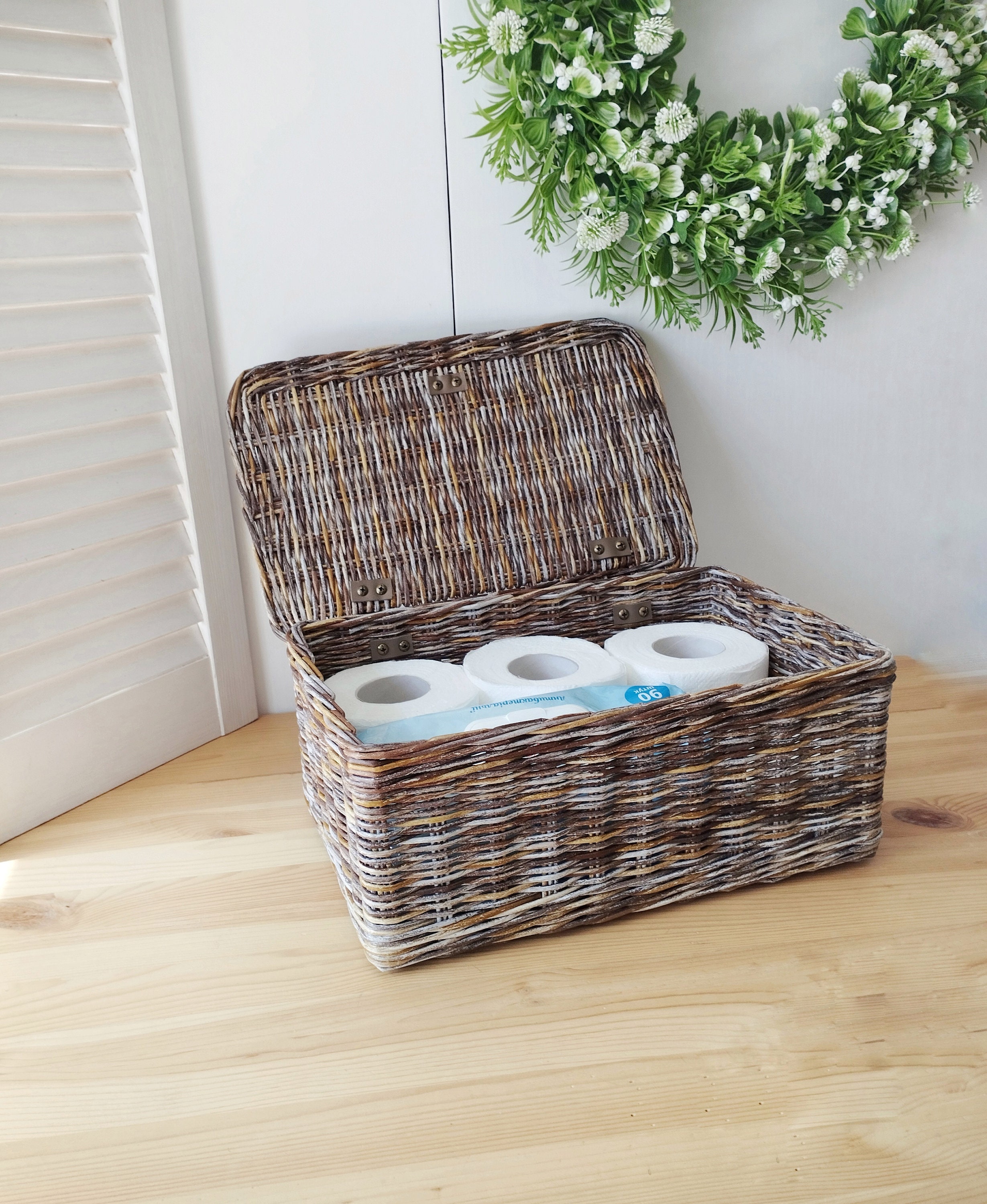 Rectangular Toilet Paper Bin With Lid in the Bathroom. Storage - Etsy