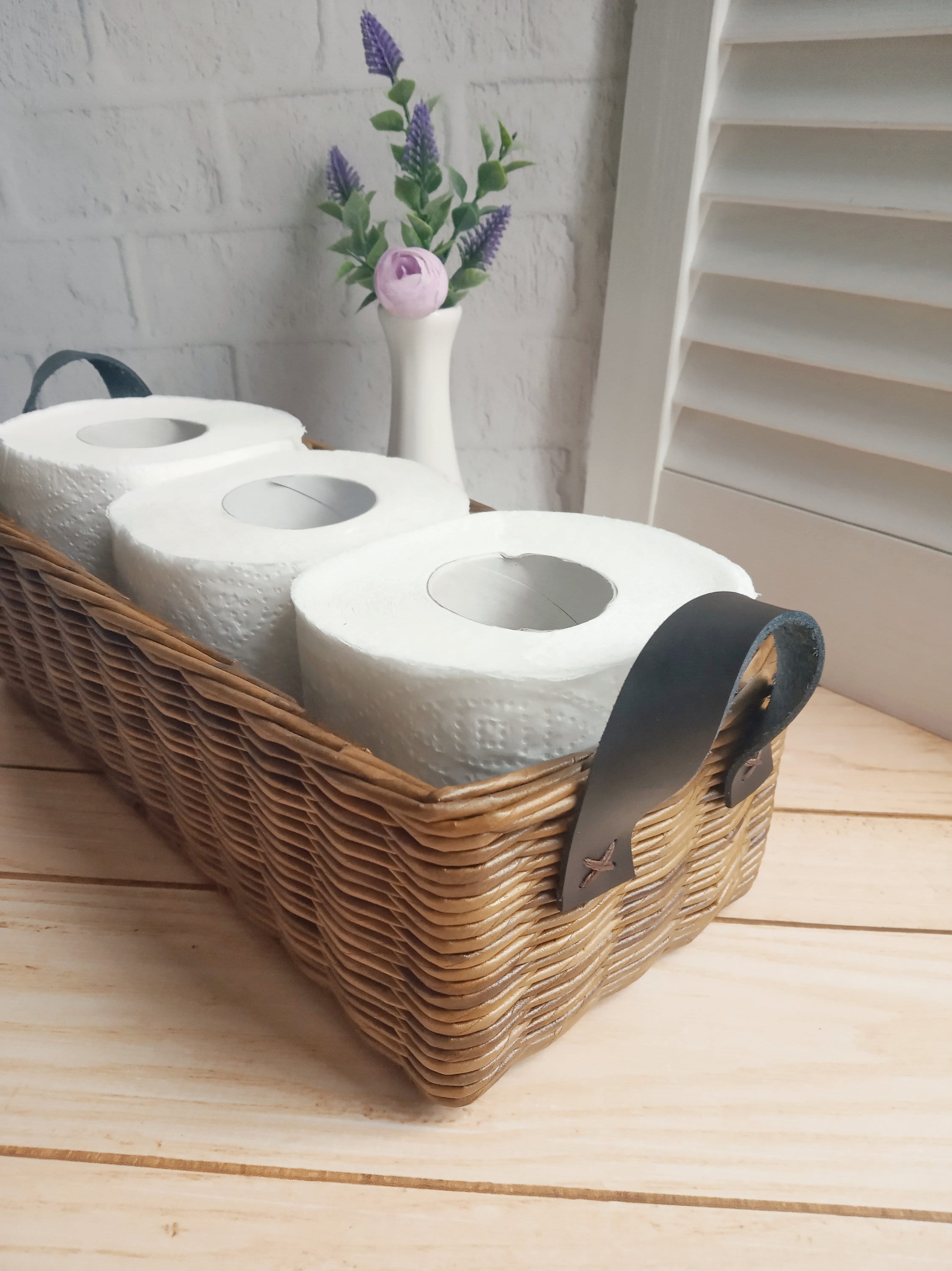 Wicker Rectangular Toilet Paper Basket in Dark Color. Toilet Paper ...