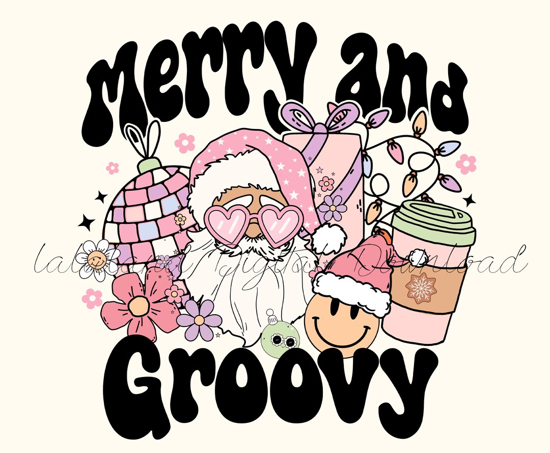 Merry and Groovy Png Groovy Christmas Png Christmas Design Sublimation ...