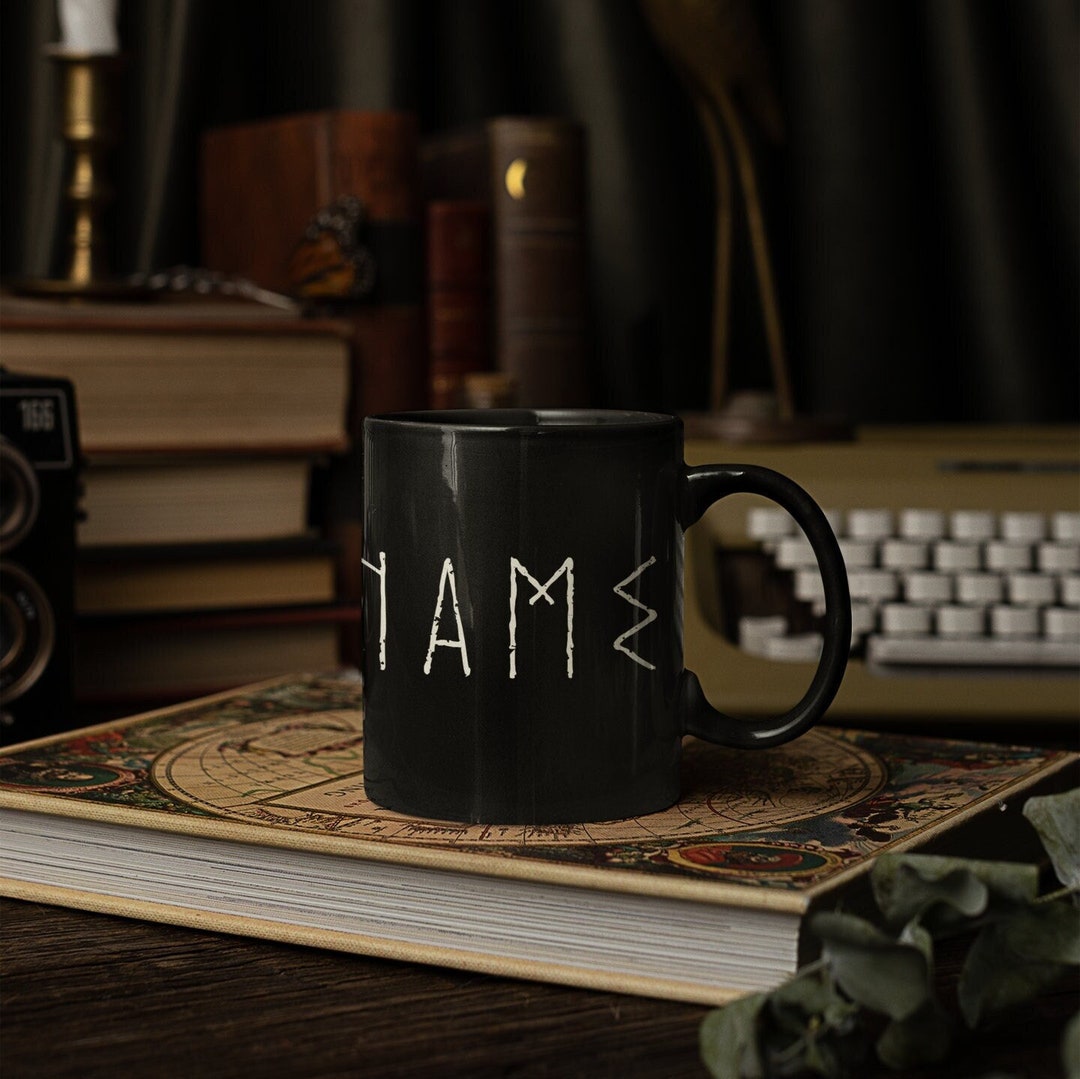 YOUR NAME in Futhark Style Runes Mug, Viking Coffee Mug, Viking Style ...