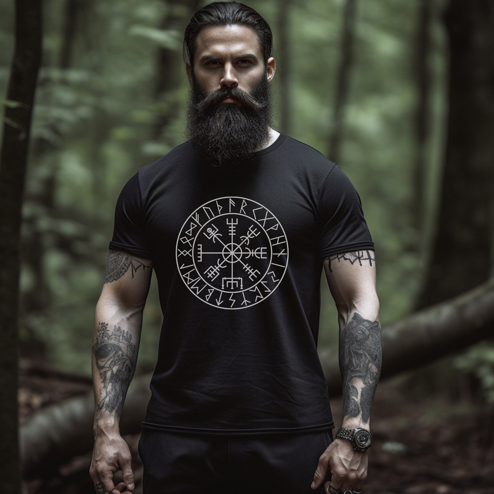 Vegvisir T Shirt, Viking Shirt, Vegvisir Shirt, Viking Style, Rune ...