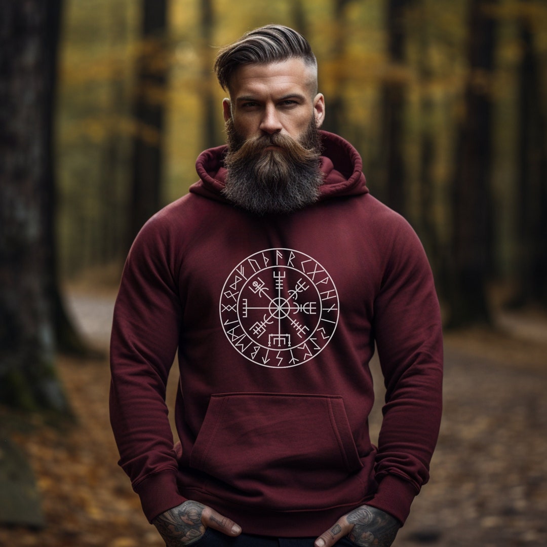 VEGVISIR Viking Compass Hoodie, Runes Hoodie, Goth Hoodie, Runes Hoodie ...