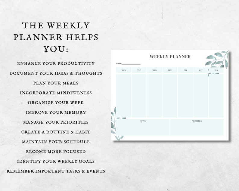 Landscape Weekly Planner Bundle, Weekly Planner, Planner Bundle ...