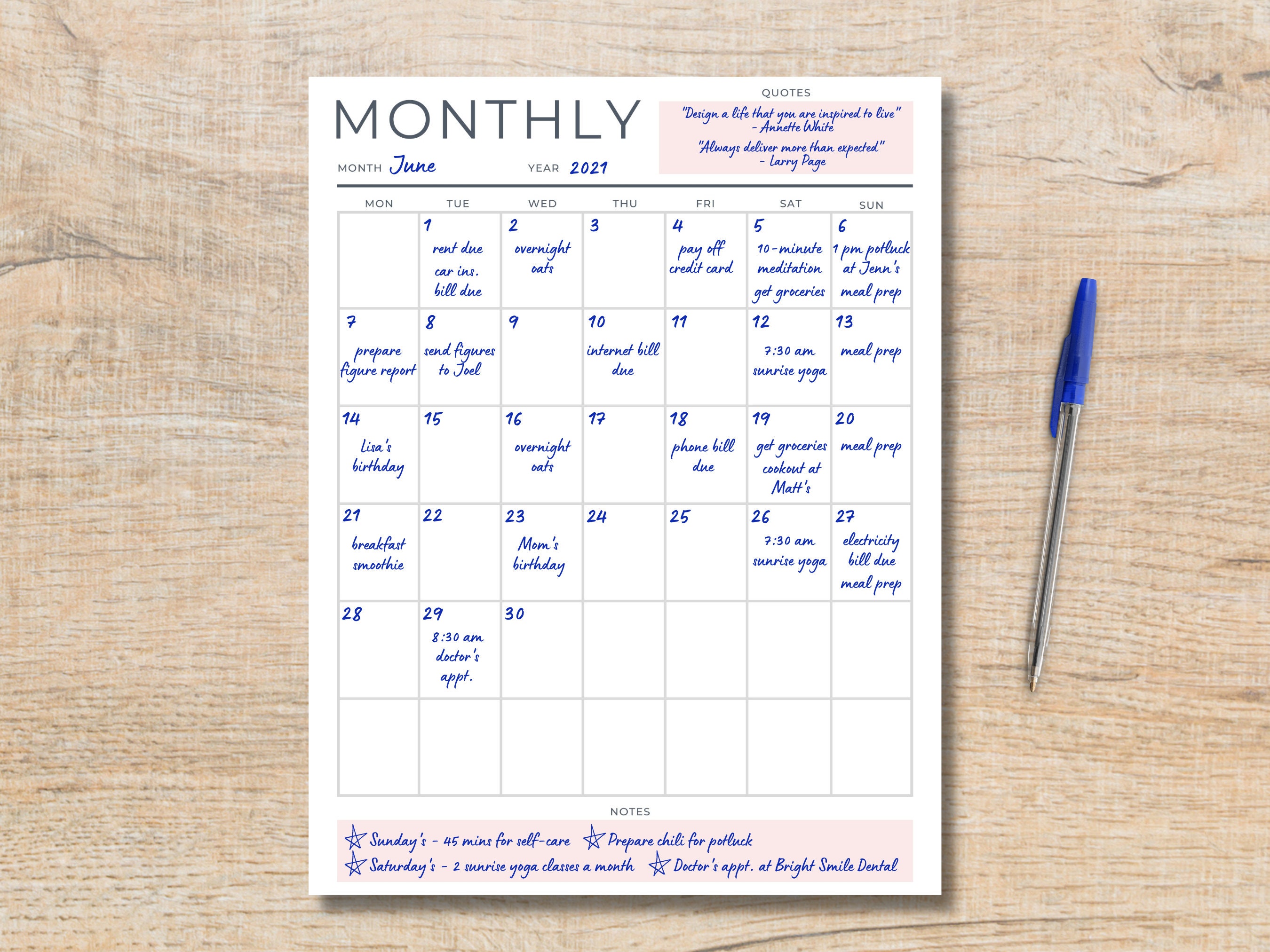 Monthly Planner, Printable Planner, Monthly Schedule, Monthly Organizer ...