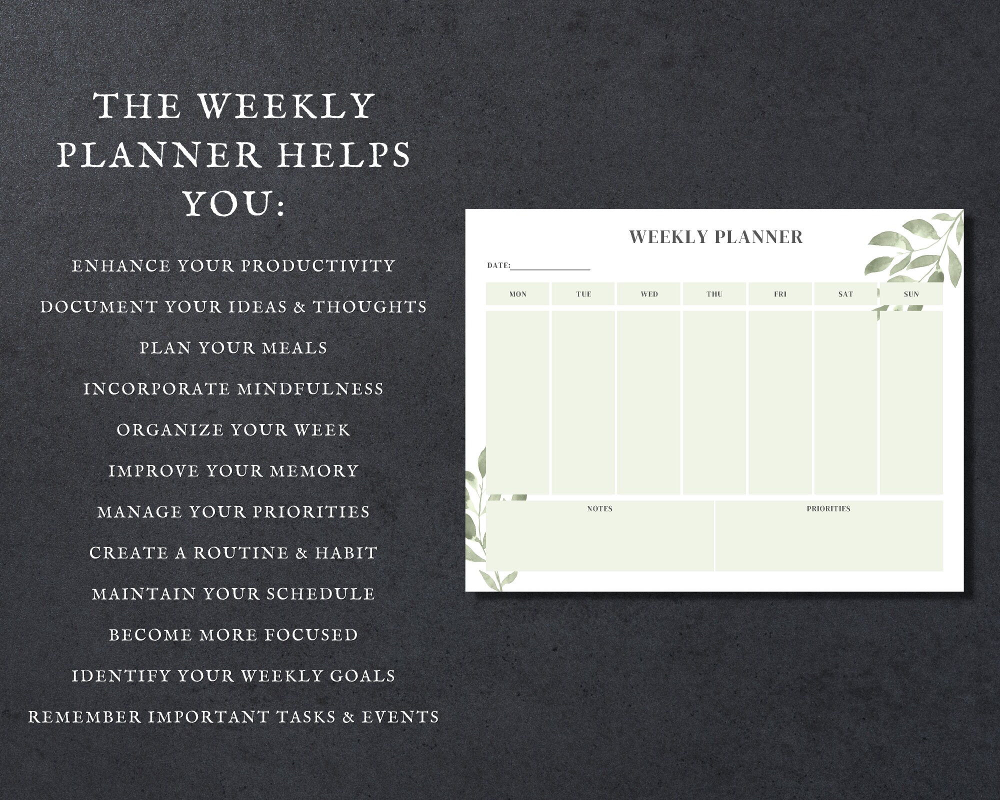 Landscape Weekly Planner, Weekly Planner, Horizontal Weekly Planner ...