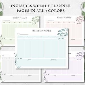 Landscape Weekly Planner Bundle, Weekly Planner, Planner Bundle ...