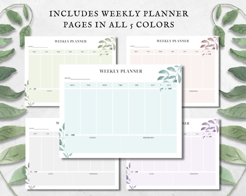 Landscape Weekly Planner Bundle, Weekly Planner, Planner Bundle ...