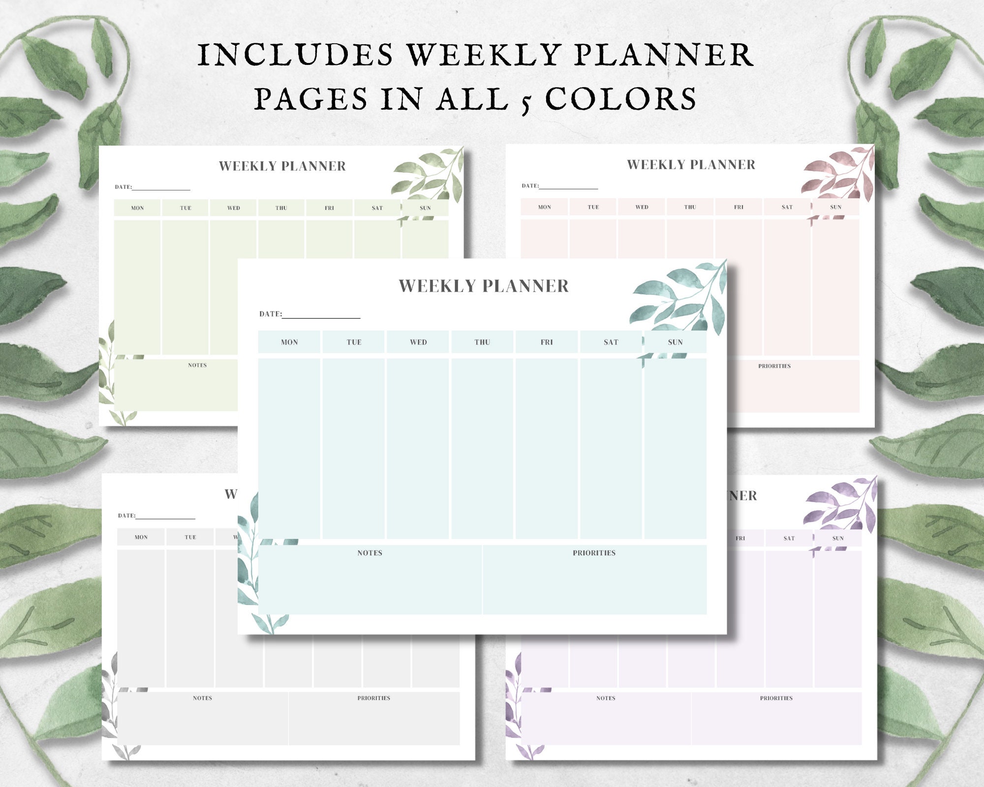 Landscape Weekly Planner Bundle, Weekly Planner, Planner Bundle ...