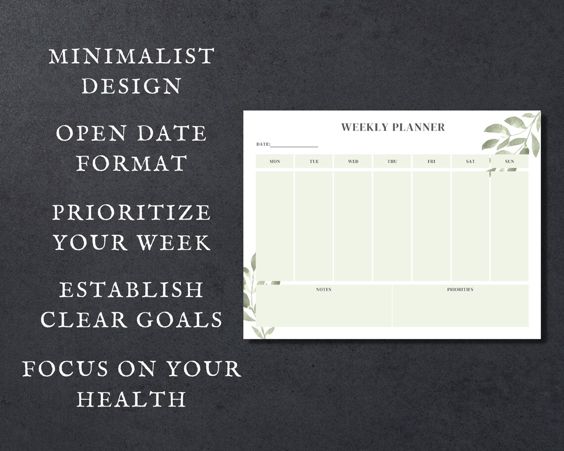 Landscape Weekly Planner, Weekly Planner, Horizontal Weekly Planner ...