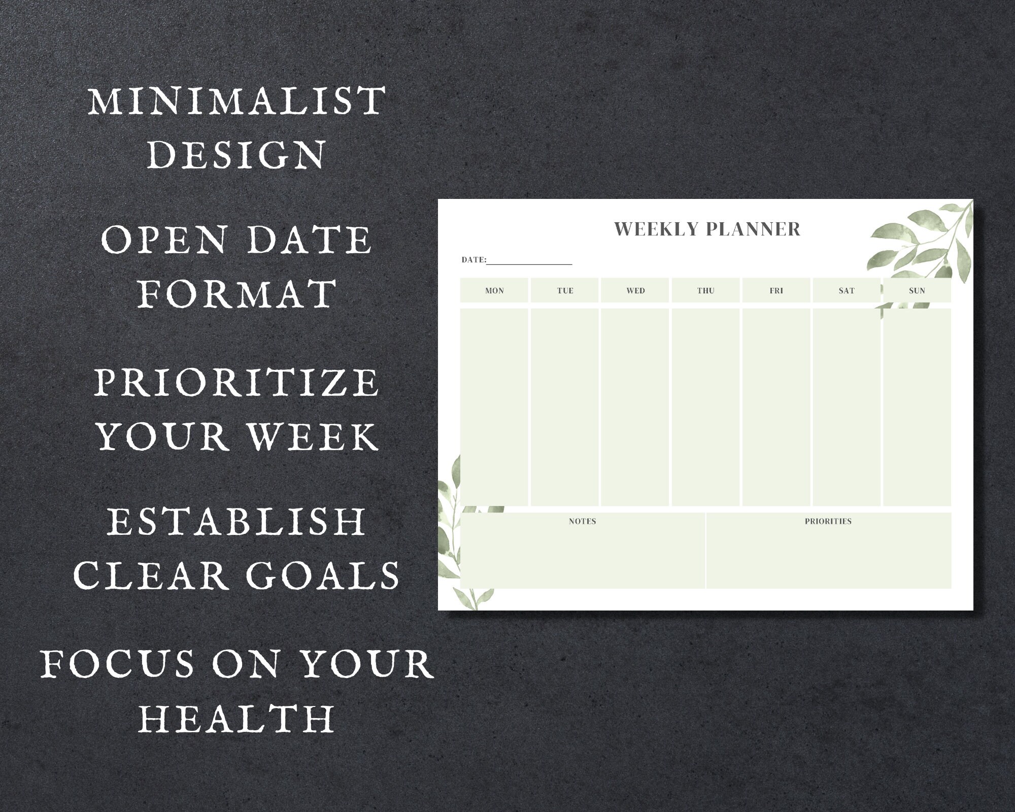 Landscape Weekly Planner, Weekly Planner, Horizontal Weekly Planner ...