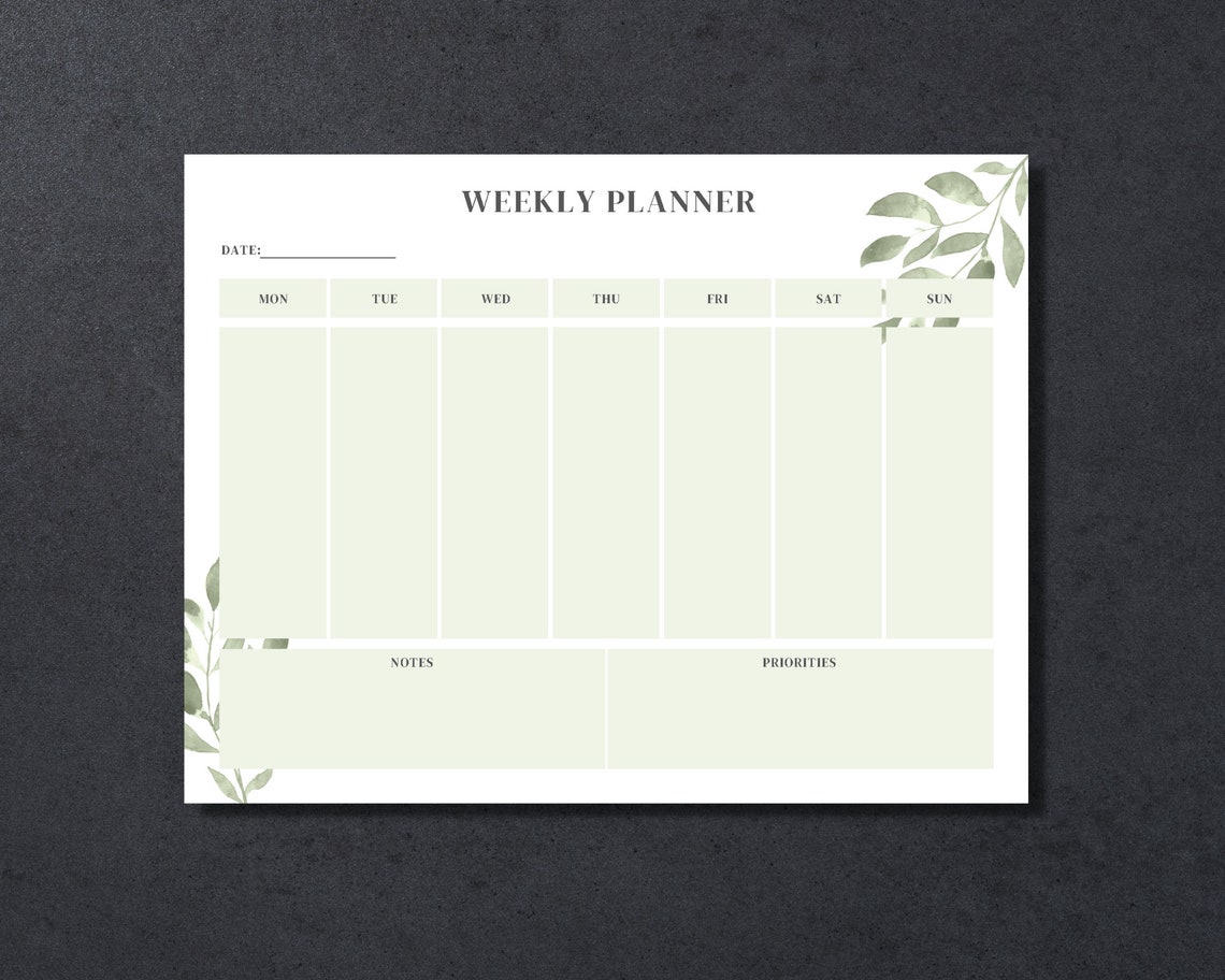 Landscape Weekly Planner, Weekly Planner, Horizontal Weekly Planner ...