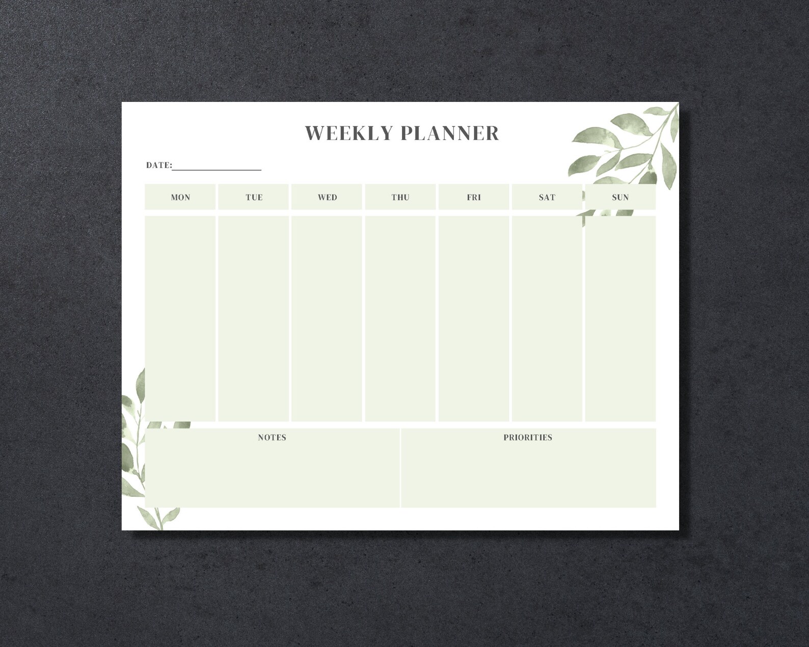 Landscape Weekly Planner, Weekly Planner, Horizontal Weekly Planner ...