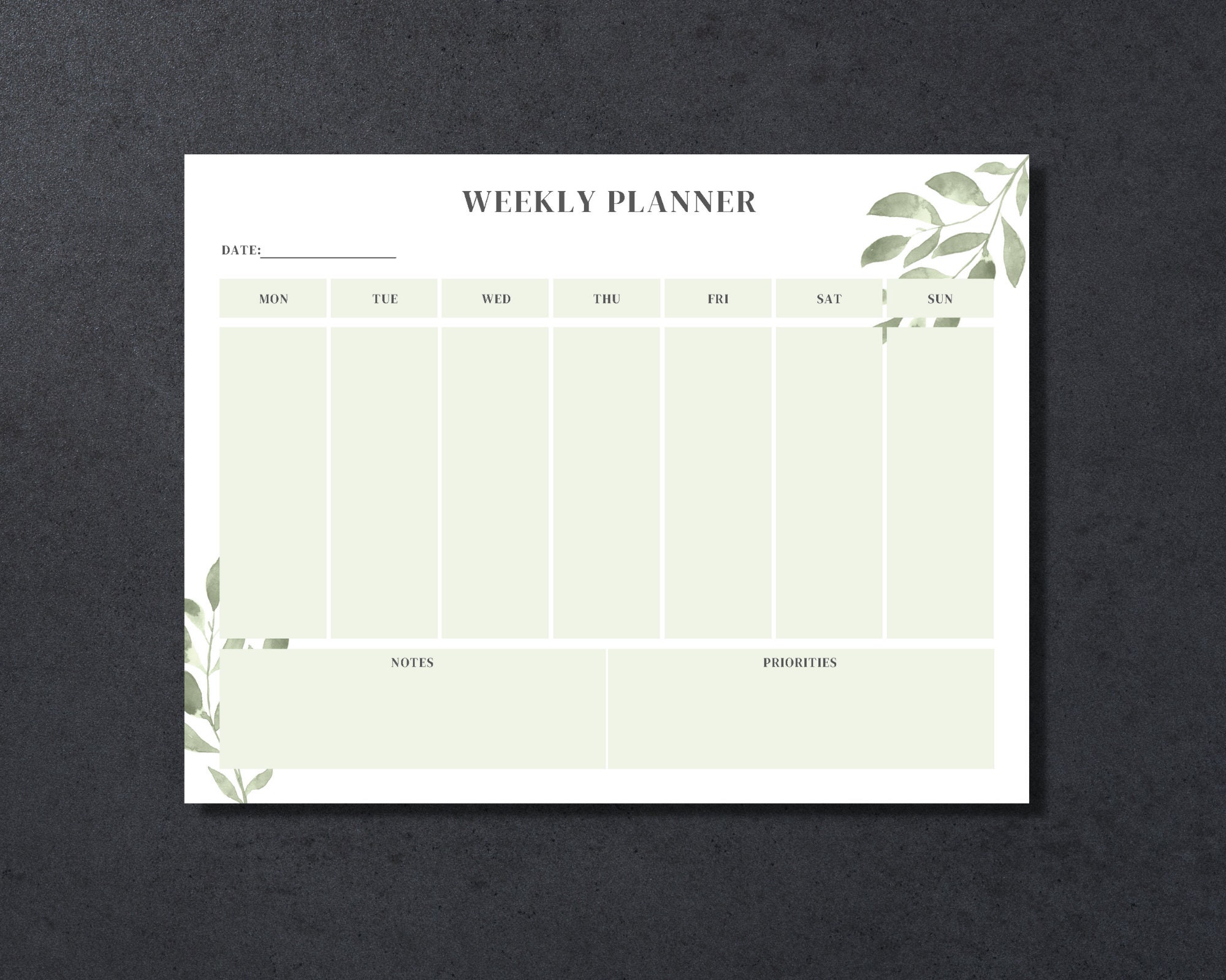 Landscape Weekly Planner, Weekly Planner, Horizontal Weekly Planner ...