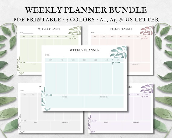 Landscape Weekly Planner Bundle Weekly Planner Planner - Etsy