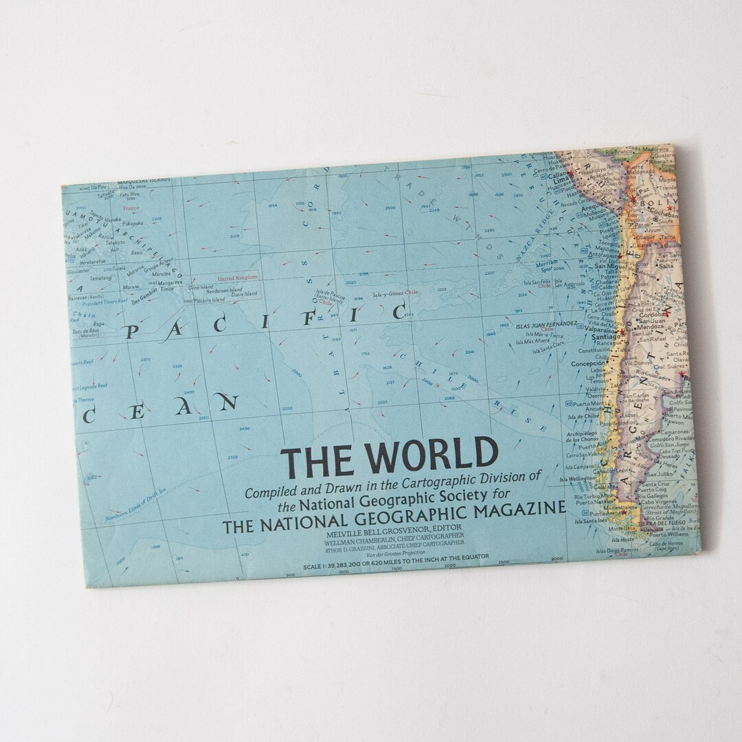 Vintage 1965 National Geographic Folding Paper World Map - Etsy