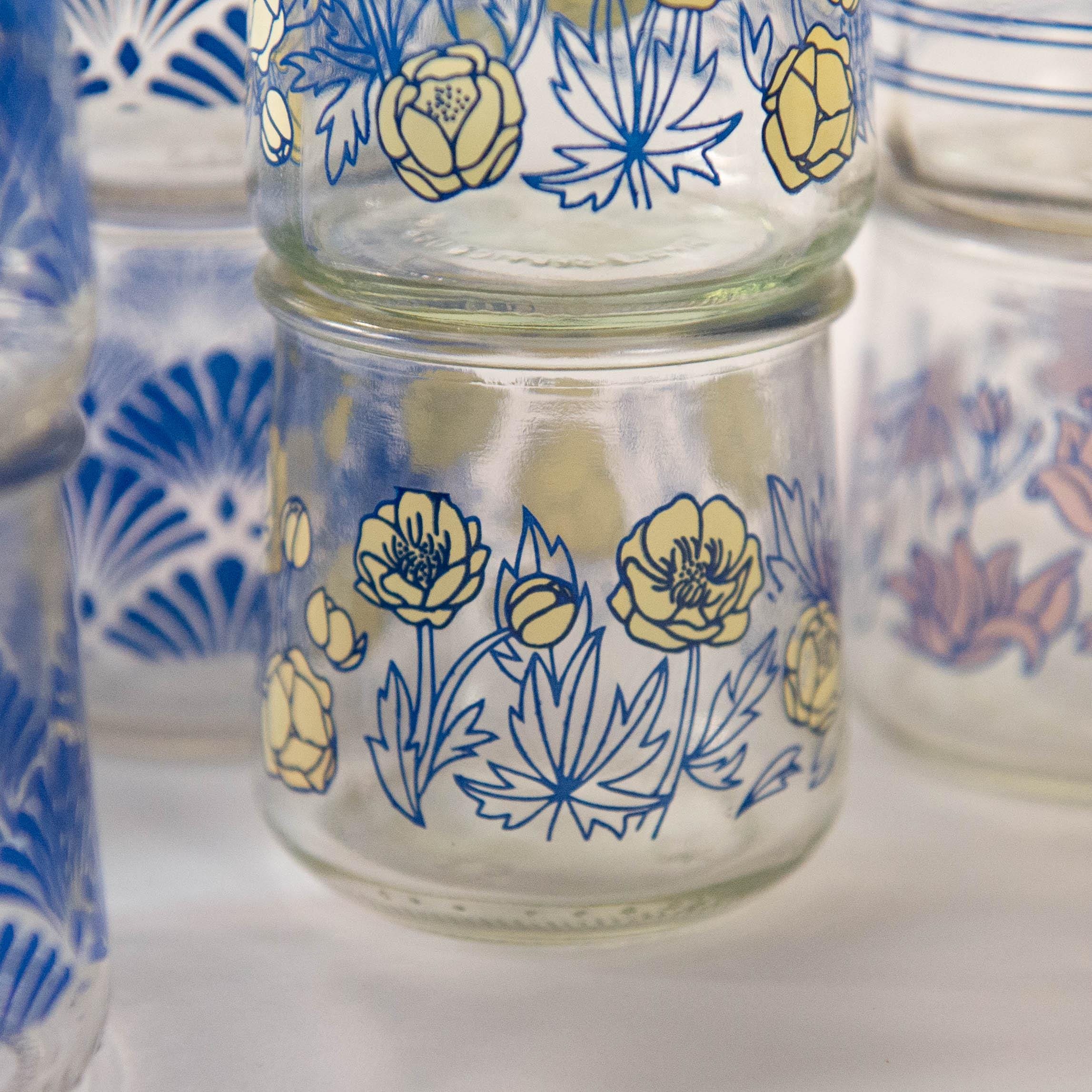 Set of 14 Yoplait Oui Glass Yogurt Jars Clean No Labels Blue Shells ...