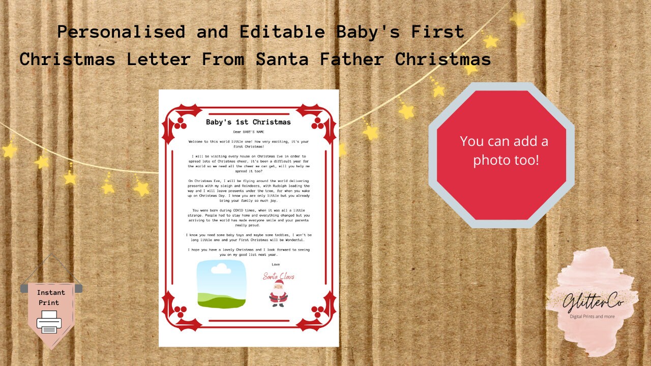 Babys 1st Christmas Santa Letter, Father Christmas Letter Babys First ...