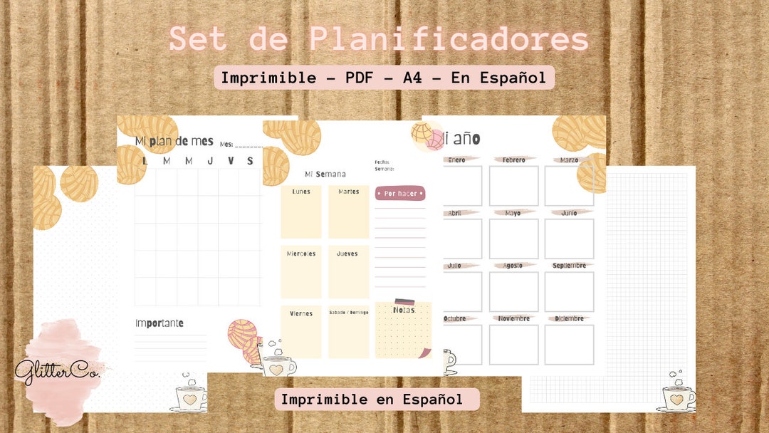 Set of Printable Planners in Spanish, Insertion of Personal Planner ...