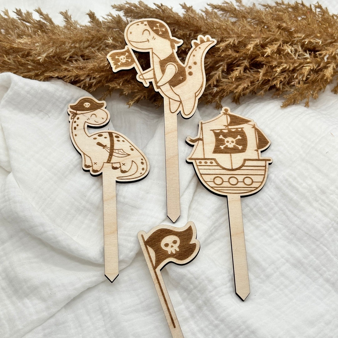 Cake Topper Pirate for Children's Birthday With Dinos, Cake Topper ...