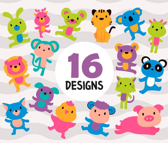 Colored Animals Svg Cute Bear Svgcartoon Animals Clip | Etsy