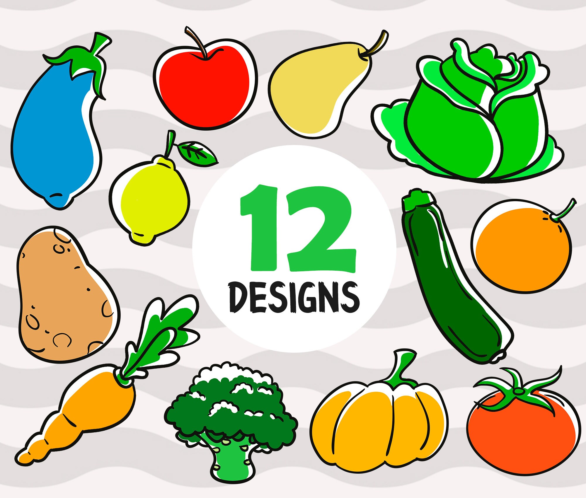 Légumes sains svg, Légumes Clipart Set, cabbige svg, svg de pommes de ...