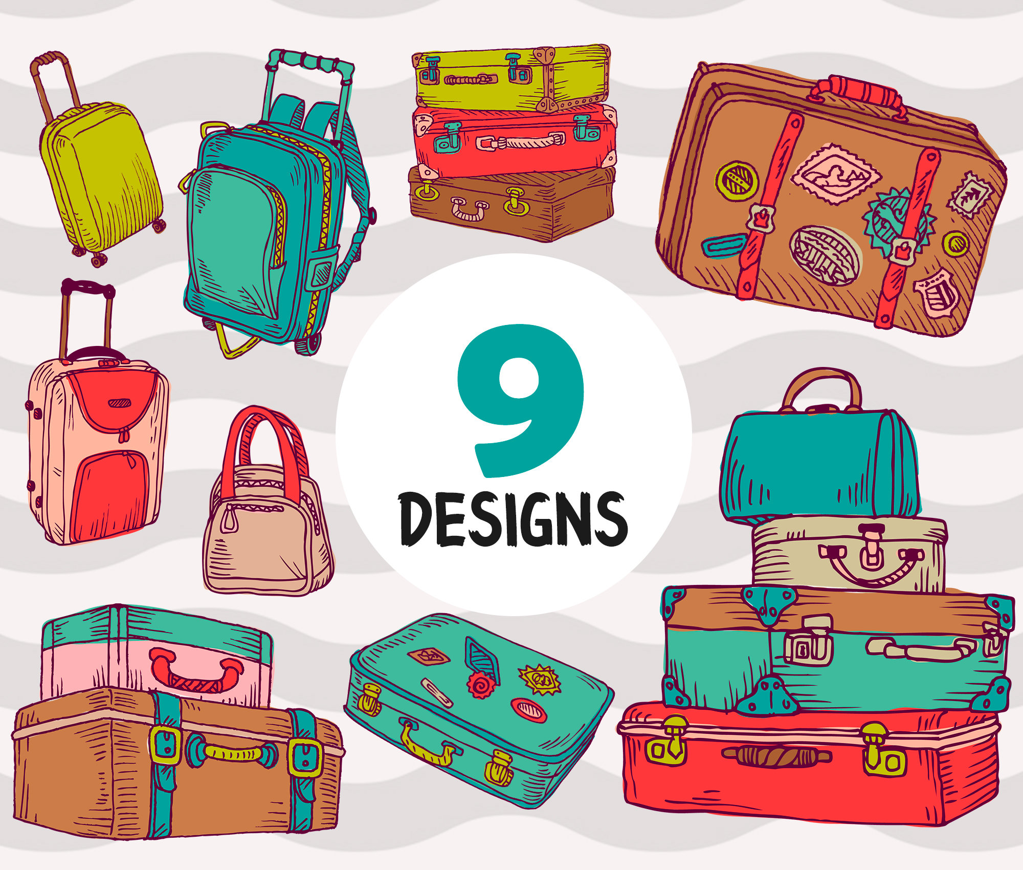 Vitage Travel Bag Svg,baggage Suitcase SVG, Baggage Suitcase Vector ...