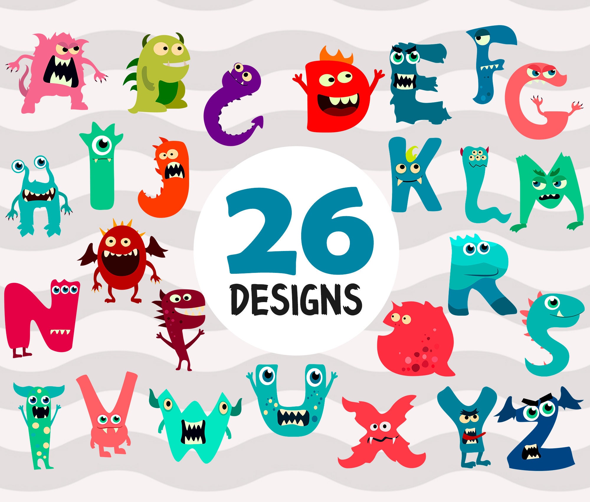 Monster Alphabet Svg, Alphabet Svg,alphabet Animals,monster Alphabet ...