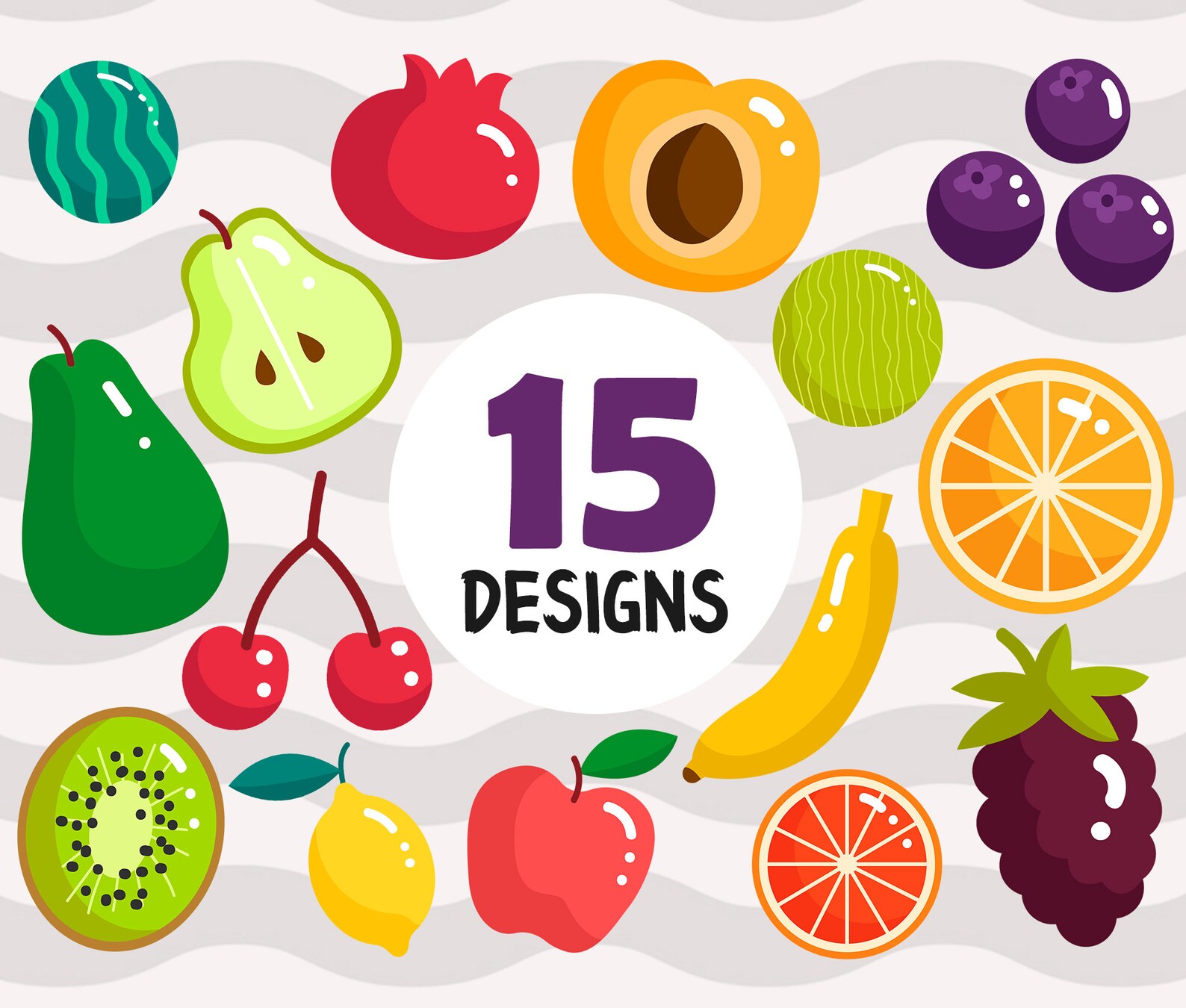 Fruit Svg,fruits SVG Bundle, Apple SVG, Pear SVG, Grape Svg, Watermelon ...