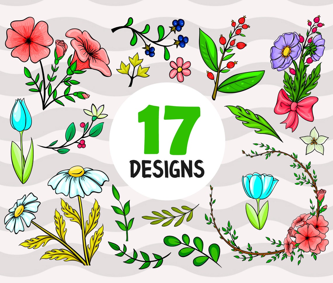 Floral Elements Svg,wildflower SVG Bundle, Botanical Elements, Floral ...
