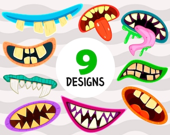 Monster Eyes Mouths Clipart,monster Face,party Clipart,decorations ...