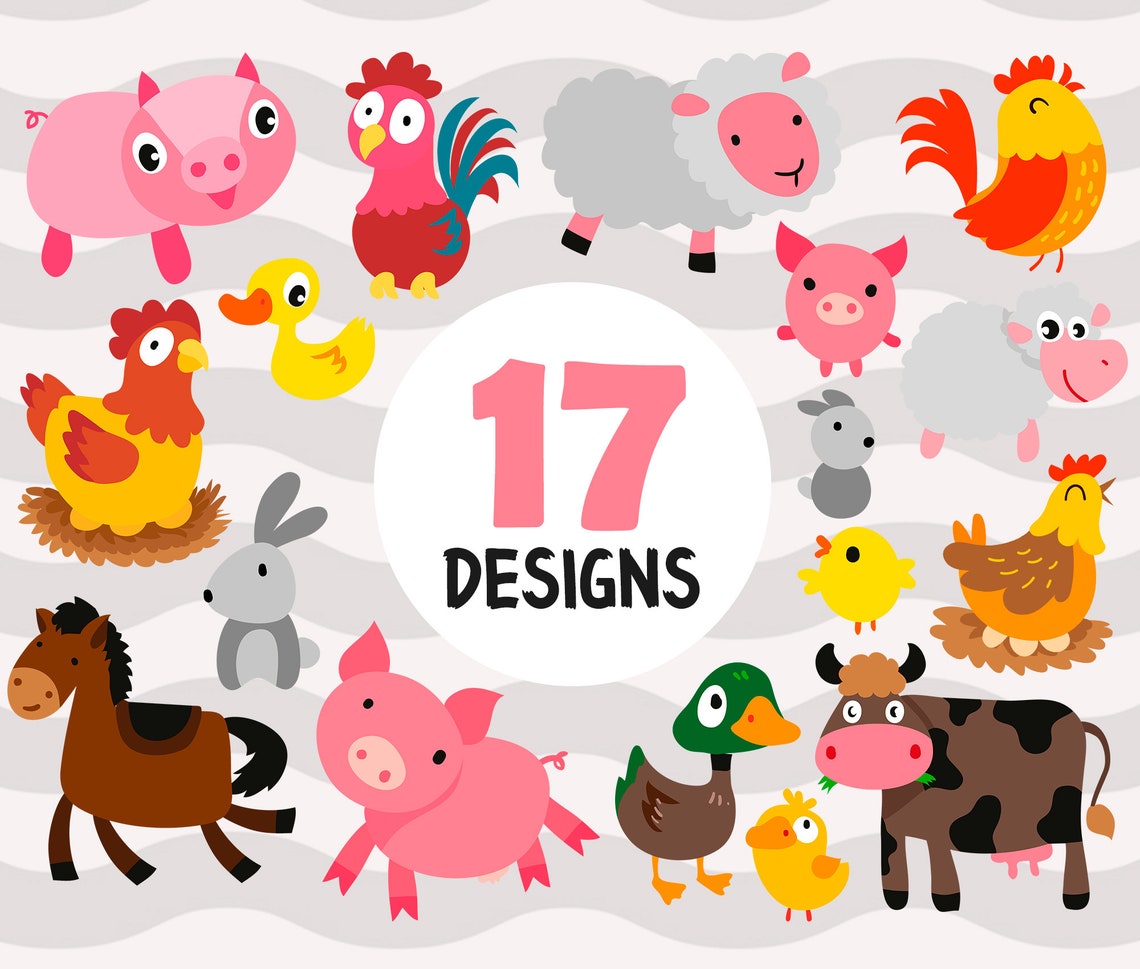 Animals Characters Svg,farm Animal Svg,chicken Svg,pig Clip Art,cute ...