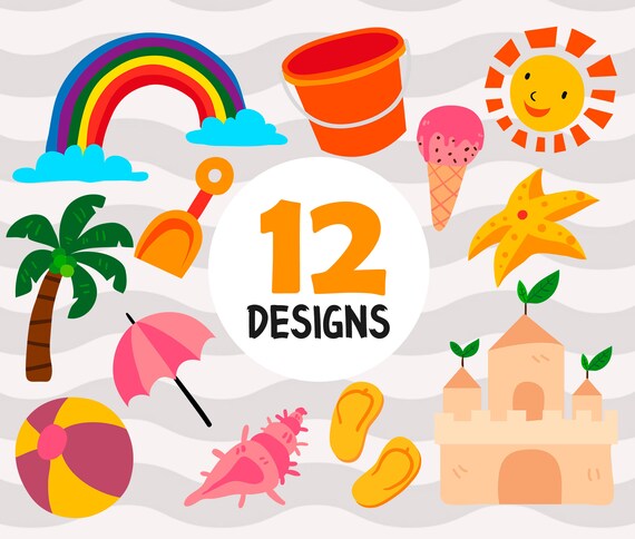 Beach Collection Svgbeach Clipart Summer Collection Beach - Etsy