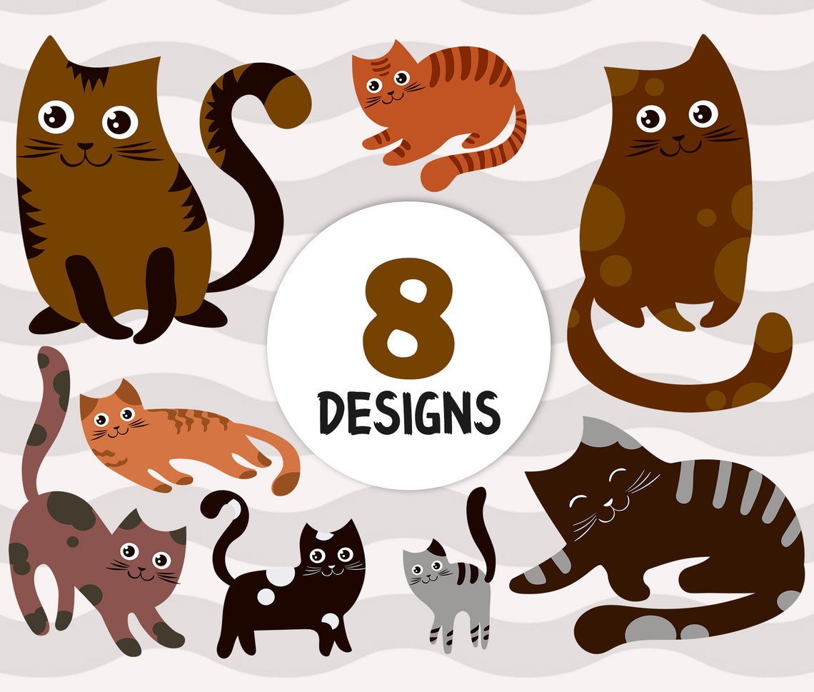 Cats Svg,cat Silhouettes SVG, Cat Shapes Clip Art Bundle, Cat Print ...