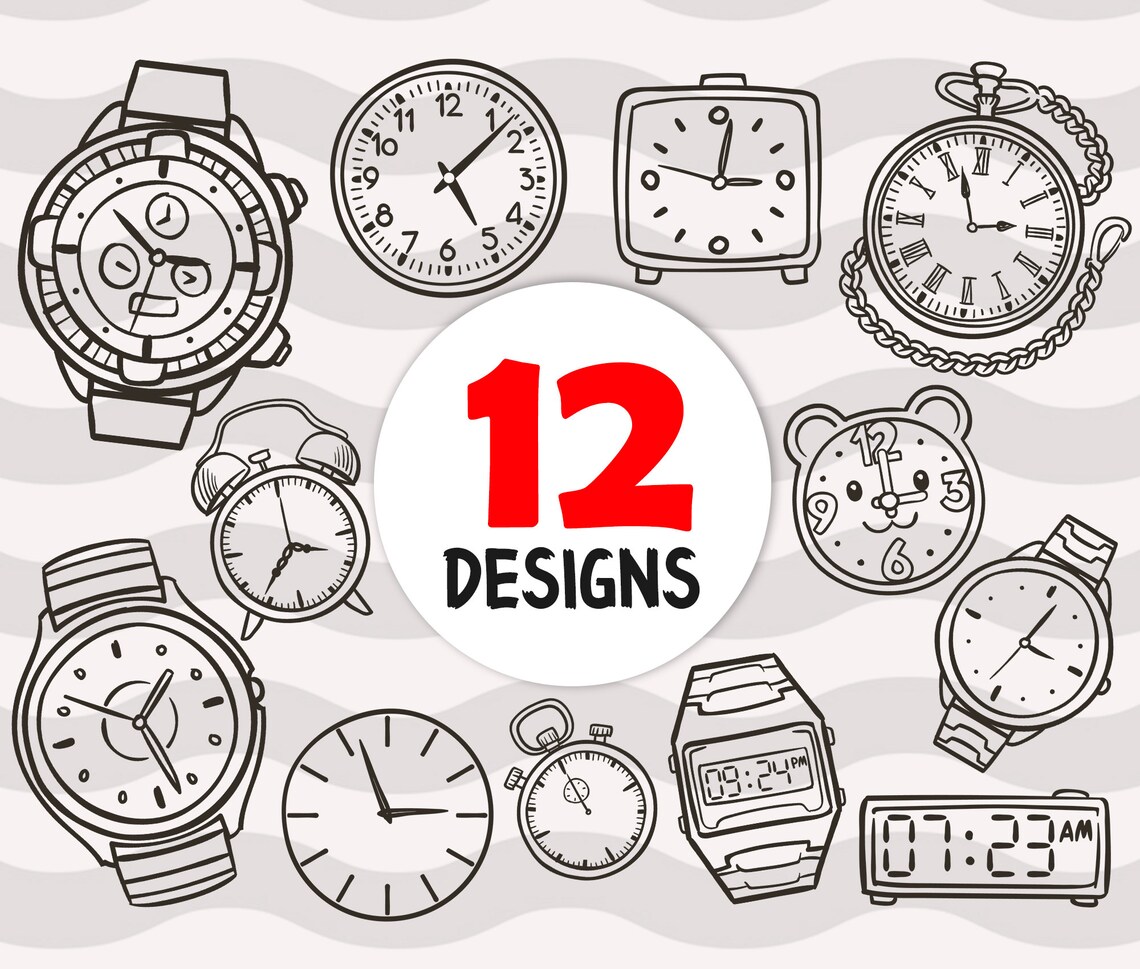 Doodle Watches Svg, Watches, Mechanical Electronic Sport,hand Watches ...