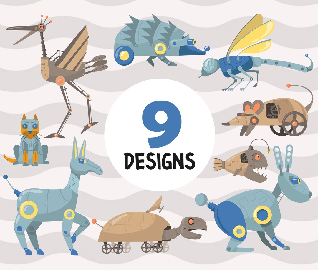 Cyber Animals Svg, Robot Animals Svg, Techno Animals Svg, Robot Clipart ...
