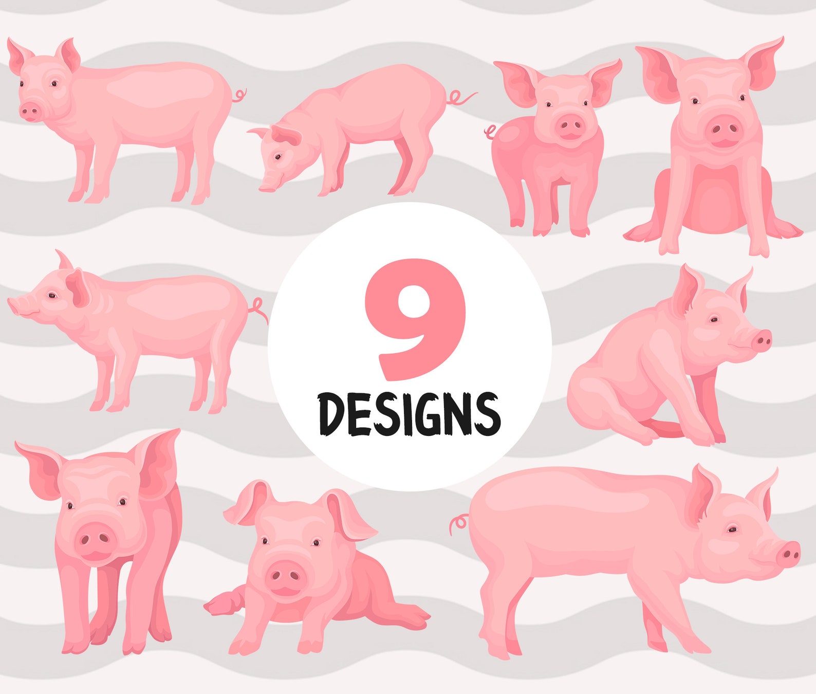 Cartoon Pigs Svg,cartoon Pigs PNG, Cartoon Pigs Vector Clipart, Cute ...