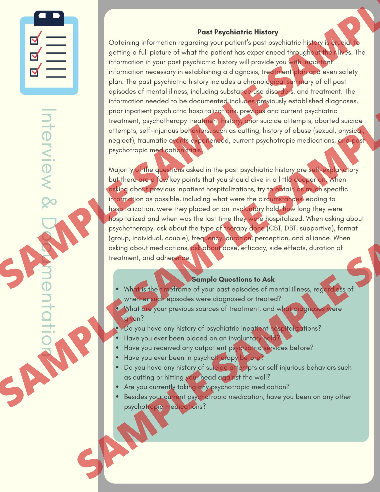 Initial Psychiatric Evaluation and Follow-up Guide for Psychiatric Nps ...