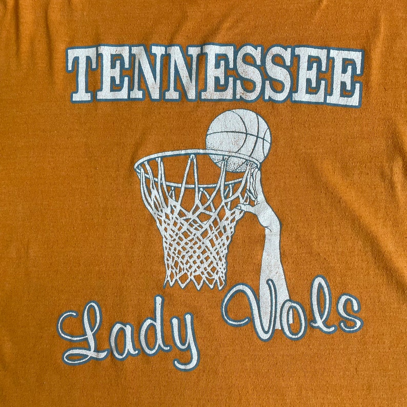1970s / 1980s Vintage Orange Single Stitch Tennessee Lady Vols Netball ...