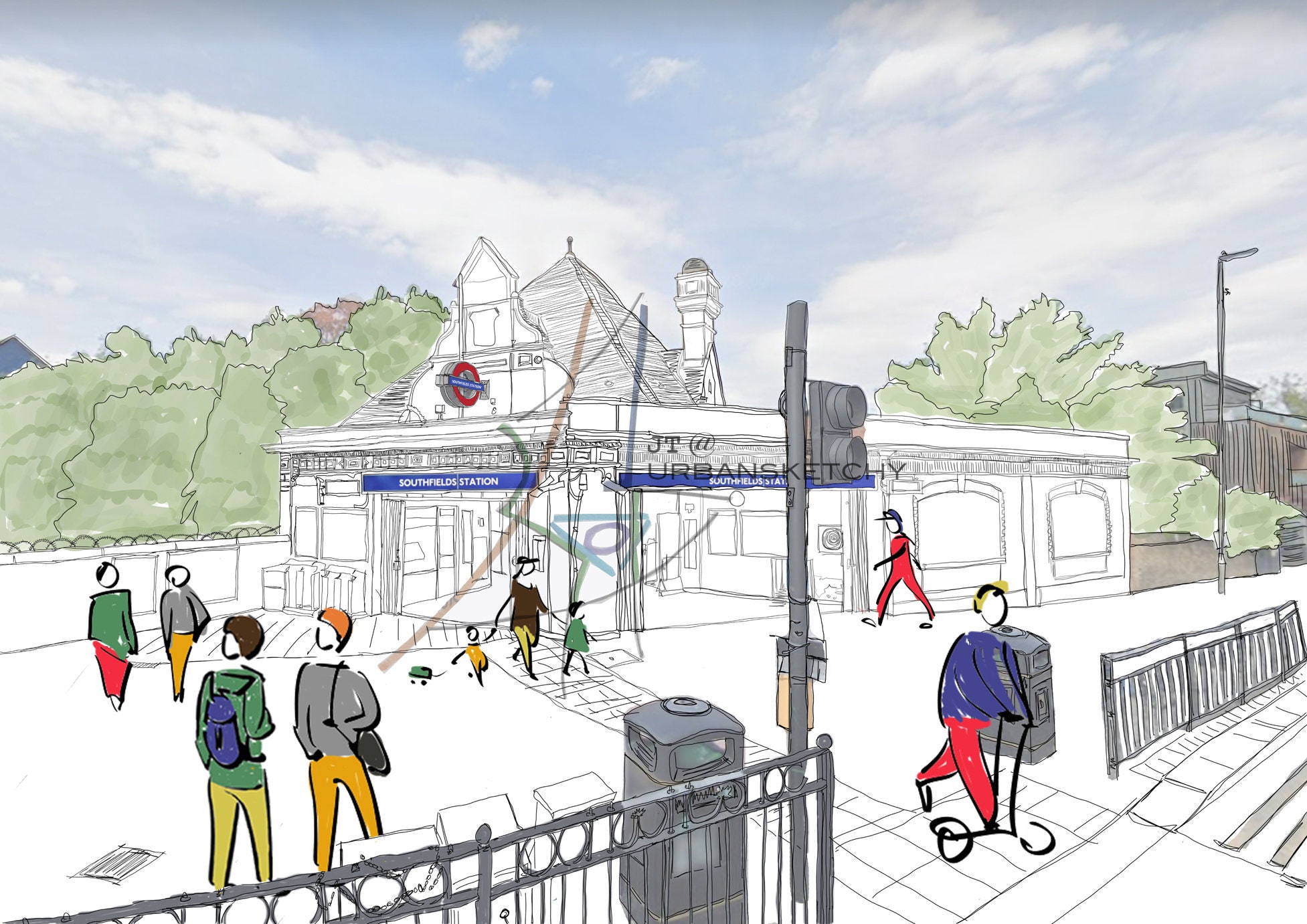03-DIS. Southfields Tube Station Size A4 Printed Illustration - Etsy.de