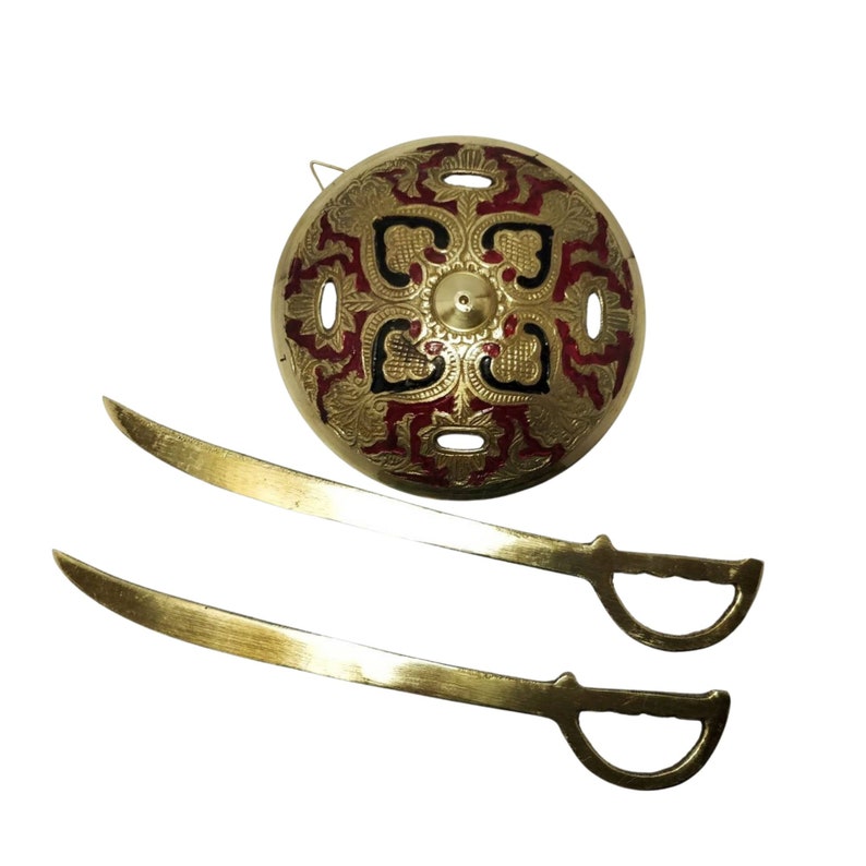 Handcrafted Brass Shield and Sword Set Traditional Ethnic Wall Decor - Etsy