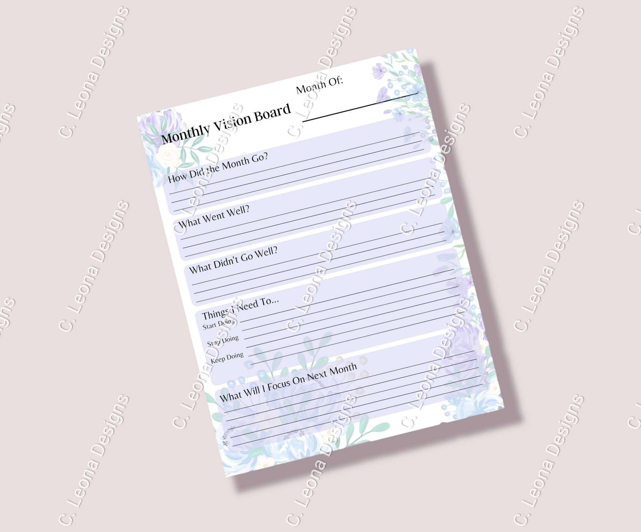 Monthly Vision Board Vision Board Digital Vision Board Etsy Australia