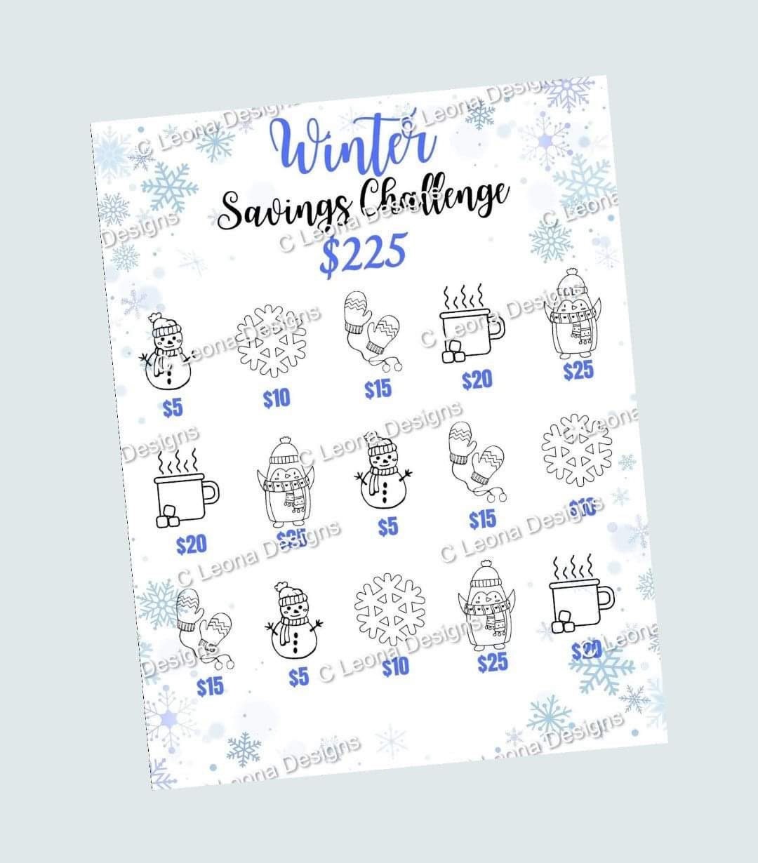 Winter Savings Challenge 225 Savings Challenge Winter - Etsy