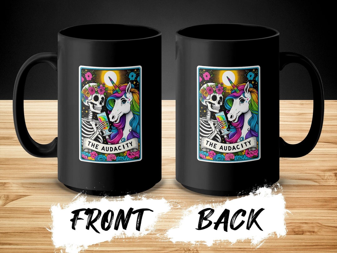 The Audacity Unicorn Skeleton Mug, Funny Coffee Mug, Colorful Skeleton ...