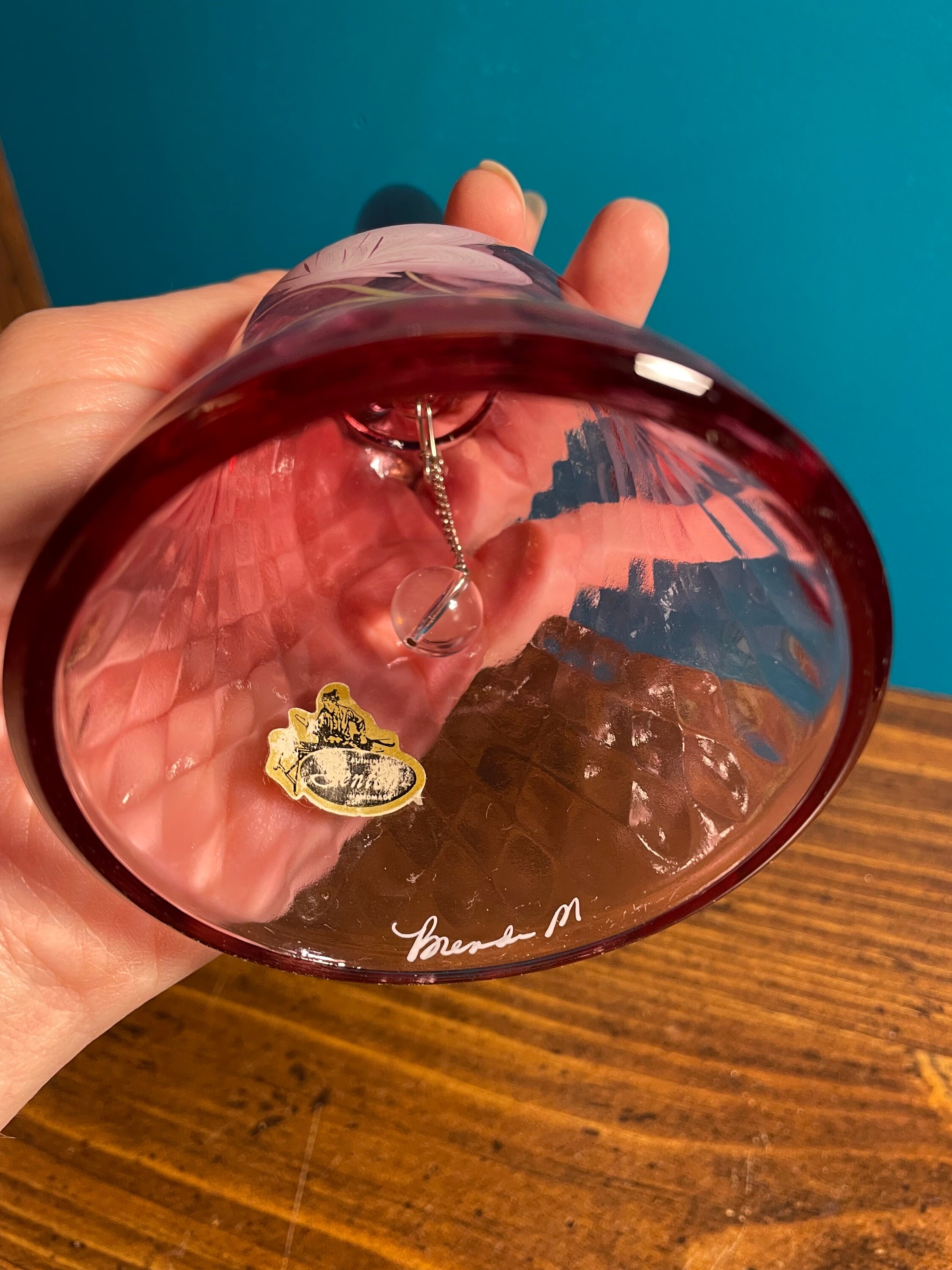 Vintage Fenton Pink Diamond Optic Bell Hand Fenton Painted - Etsy