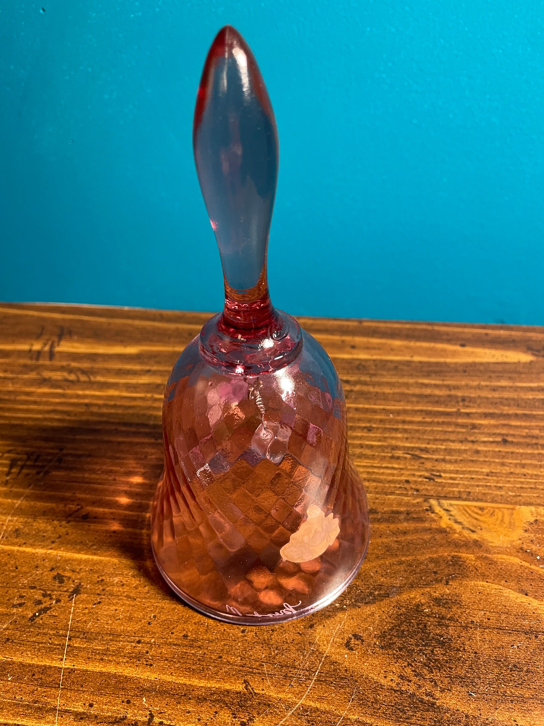 Vintage Fenton Pink Diamond Optic Bell Hand Fenton Painted - Etsy