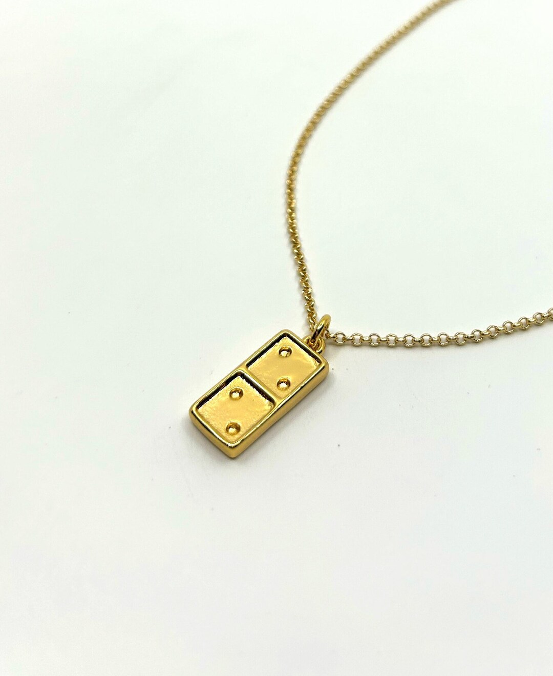 Domino Charm Necklace 18K Gold Filled Domino Charm Pendant Necklace ...